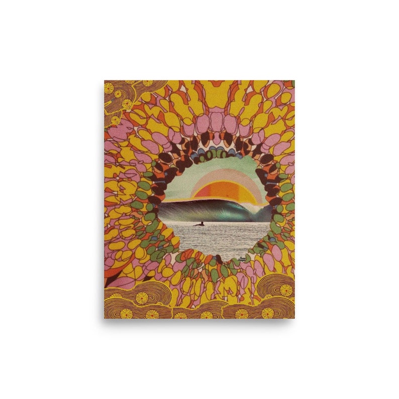 Vintage Psychedelic Surf Poster Art California Hawaii Tracks Surfer - Etsy