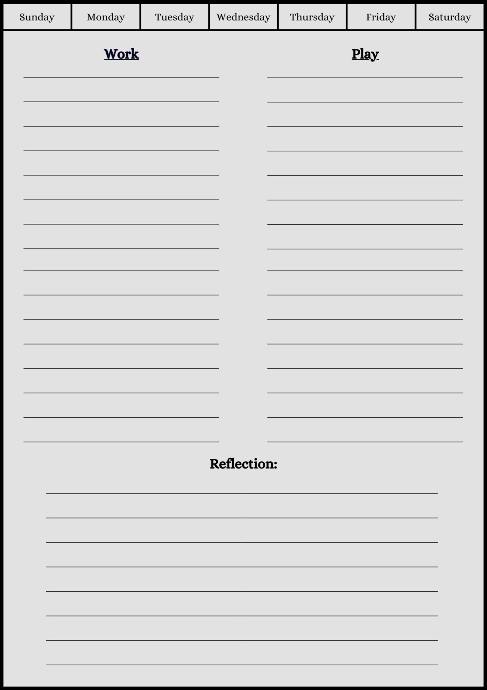 Work + Play Daily Planner | Daily Planner Balancer | Balanced Planner ...