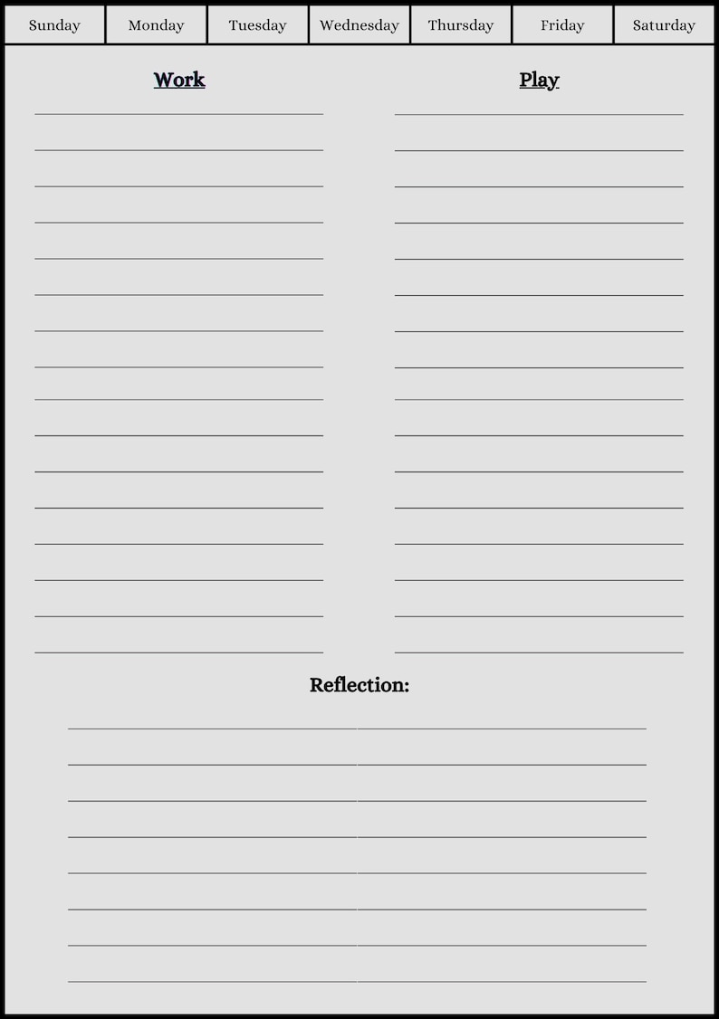 Work + Play Daily Planner | Daily Planner Balancer | Balanced Planner ...