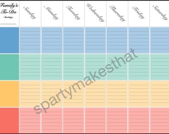 Printable Family Weekly Planner / Chore Chart - Etsy