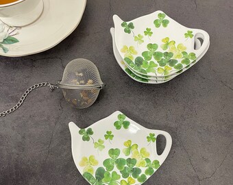 4pcs Tea Bag Holder, Hand Imprinted Cherry Design Teapot Shaped Tea Bag ...