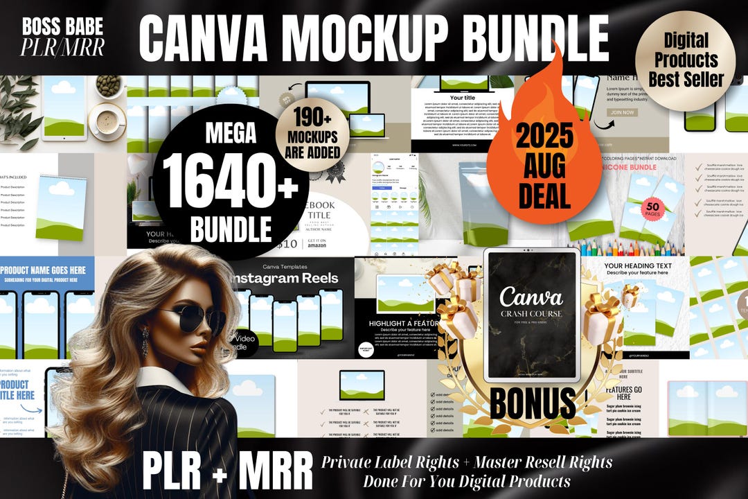 PLR MRR Canva Mockup Template Bundle Master Resell Rights Digital ...