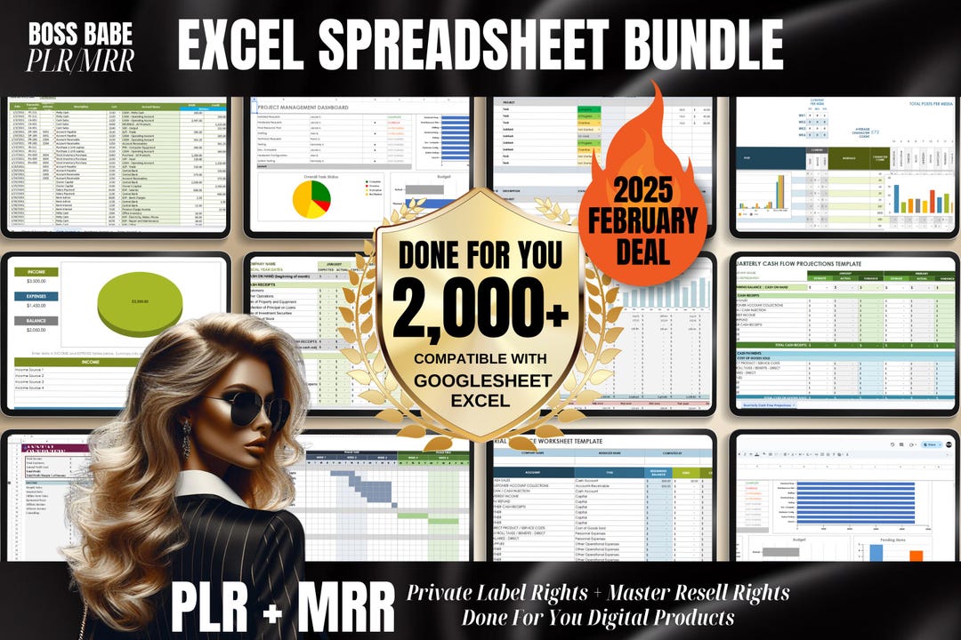 MRR PLR Excel Spreadsheet Google Sheet Template Bundle Done for You ...