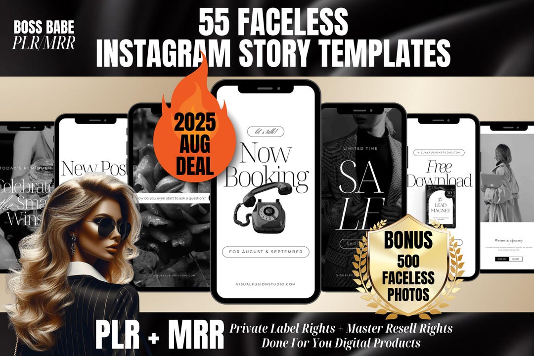 Faceless Instagram Story Templates: Canva MRR PLR Bundle - Etsy