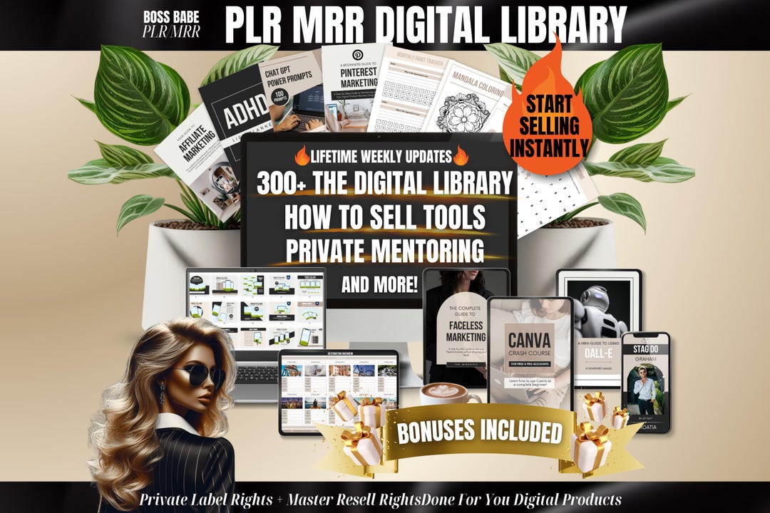 300+ PLR MRR Digital Products Library: Etsy Seller Templates - Etsy