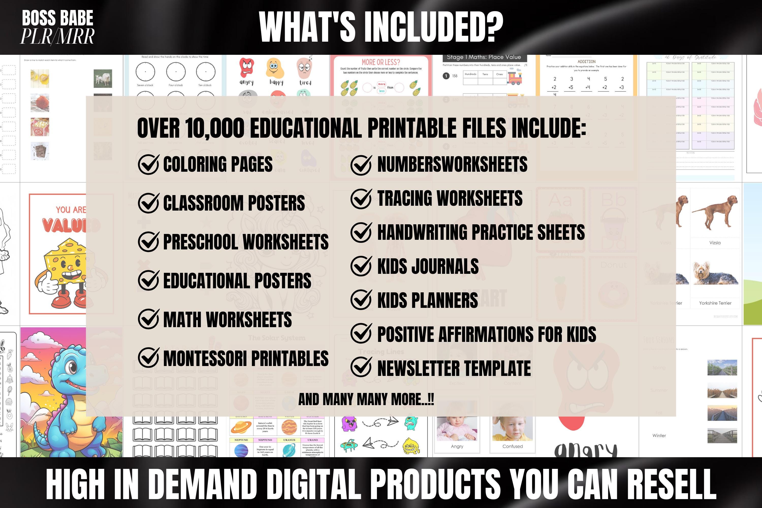 10,000+ Educational Printables Mega Bundle: PLR/MRR, Homeschool ...