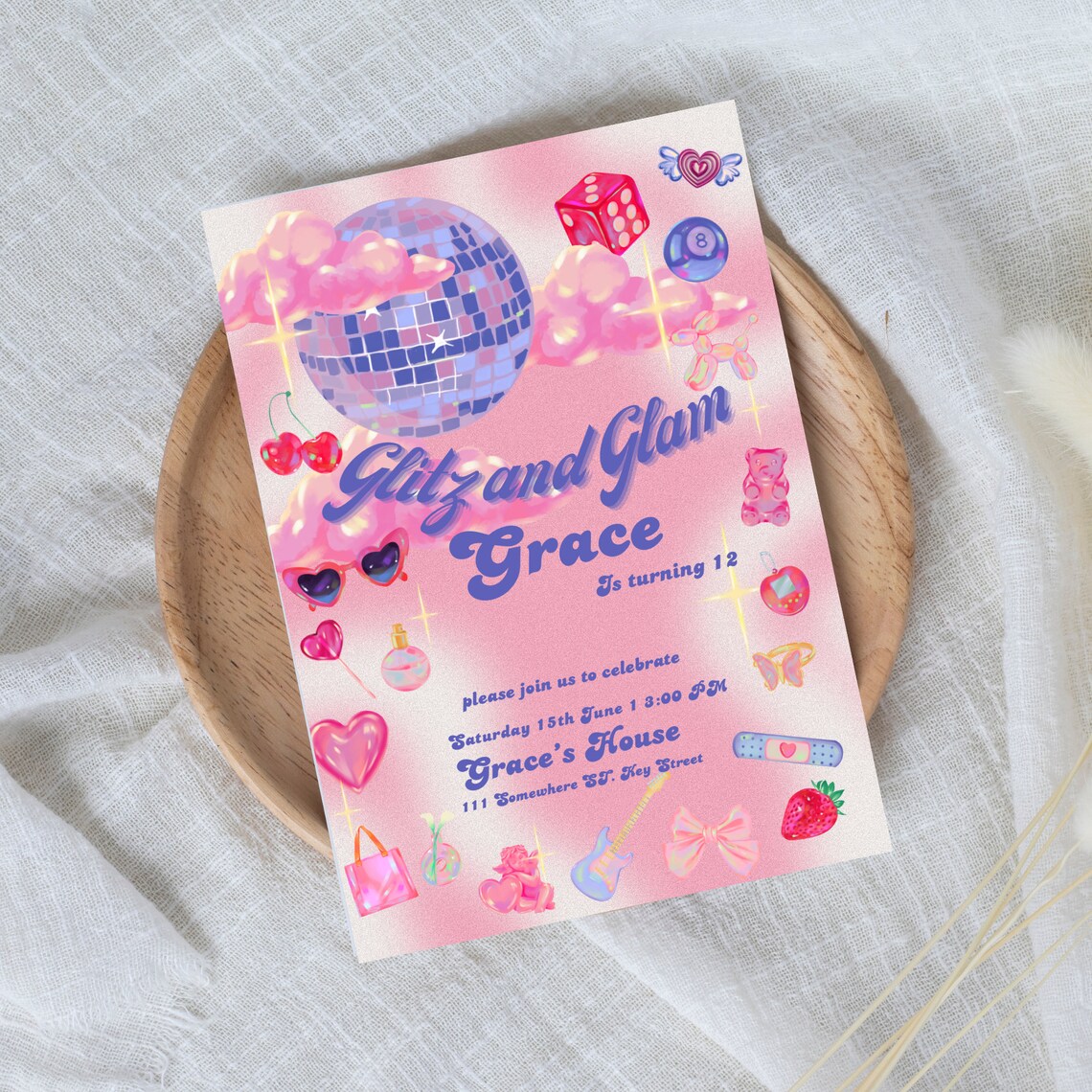 Cool Girl Pink Birthday Invites, Preppy Birthday Invites, Printable ...