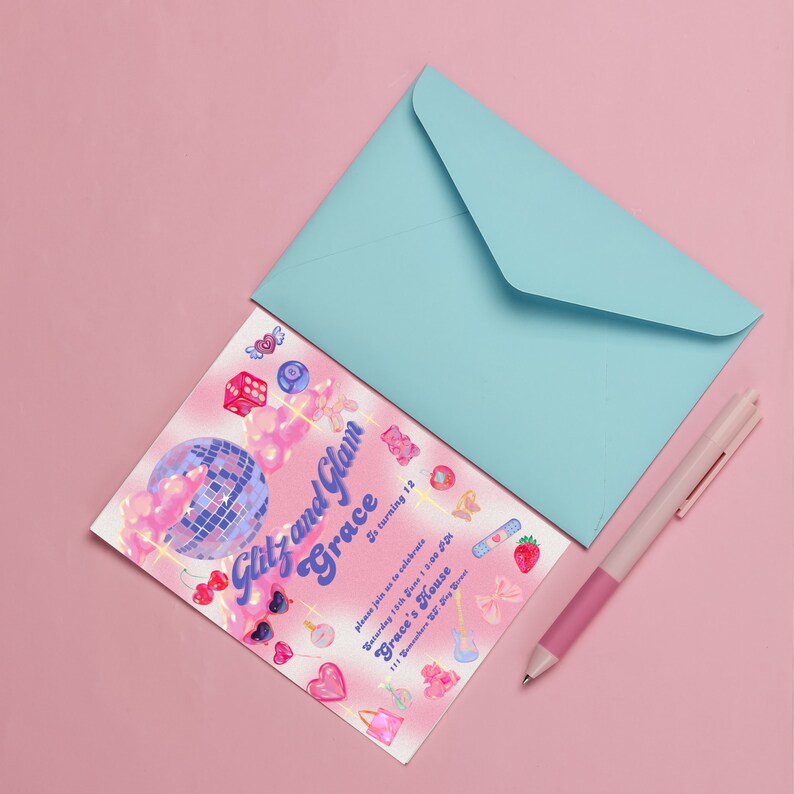 Cool Girl Pink Birthday Invites, Preppy Birthday Invites, Printable ...