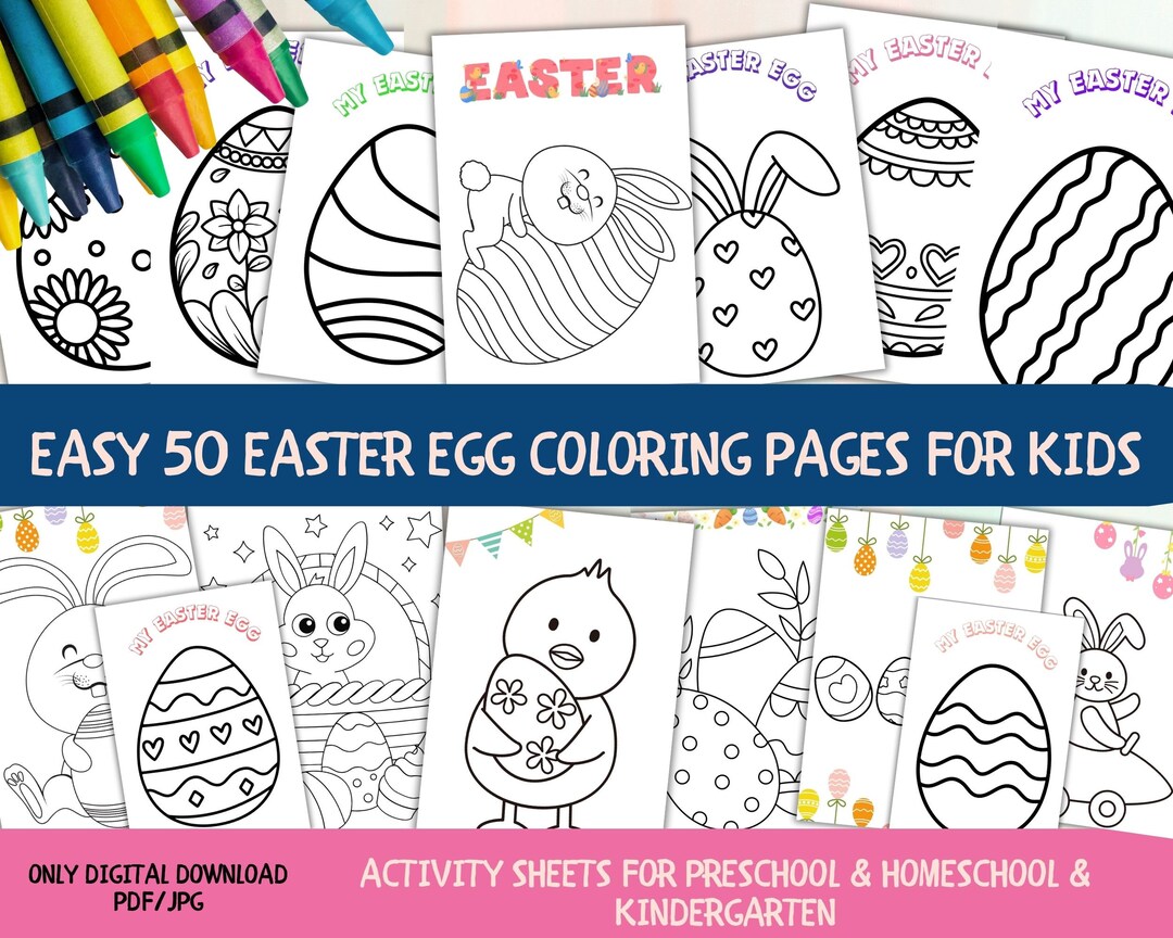Printable 50 Ester Eggs Coloring for Kids Toddlers Kindergarten ...
