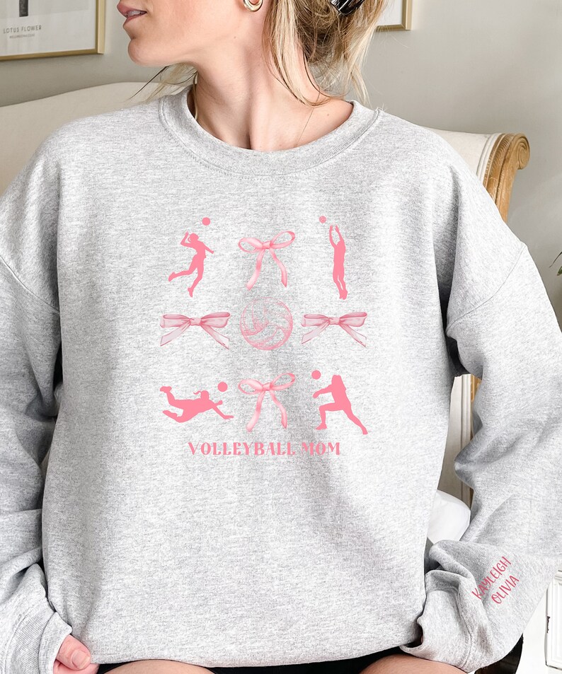 Custom Volleyball Coquette Mom Sweatshirt, Personalized Volleyball Mom ...