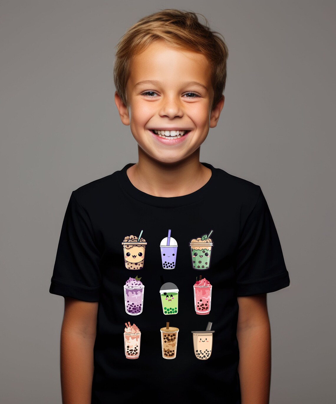 Nine Boba Teas Kids Tee, Boba Tea T-shirt, Children's Milk Tea Shirt ...