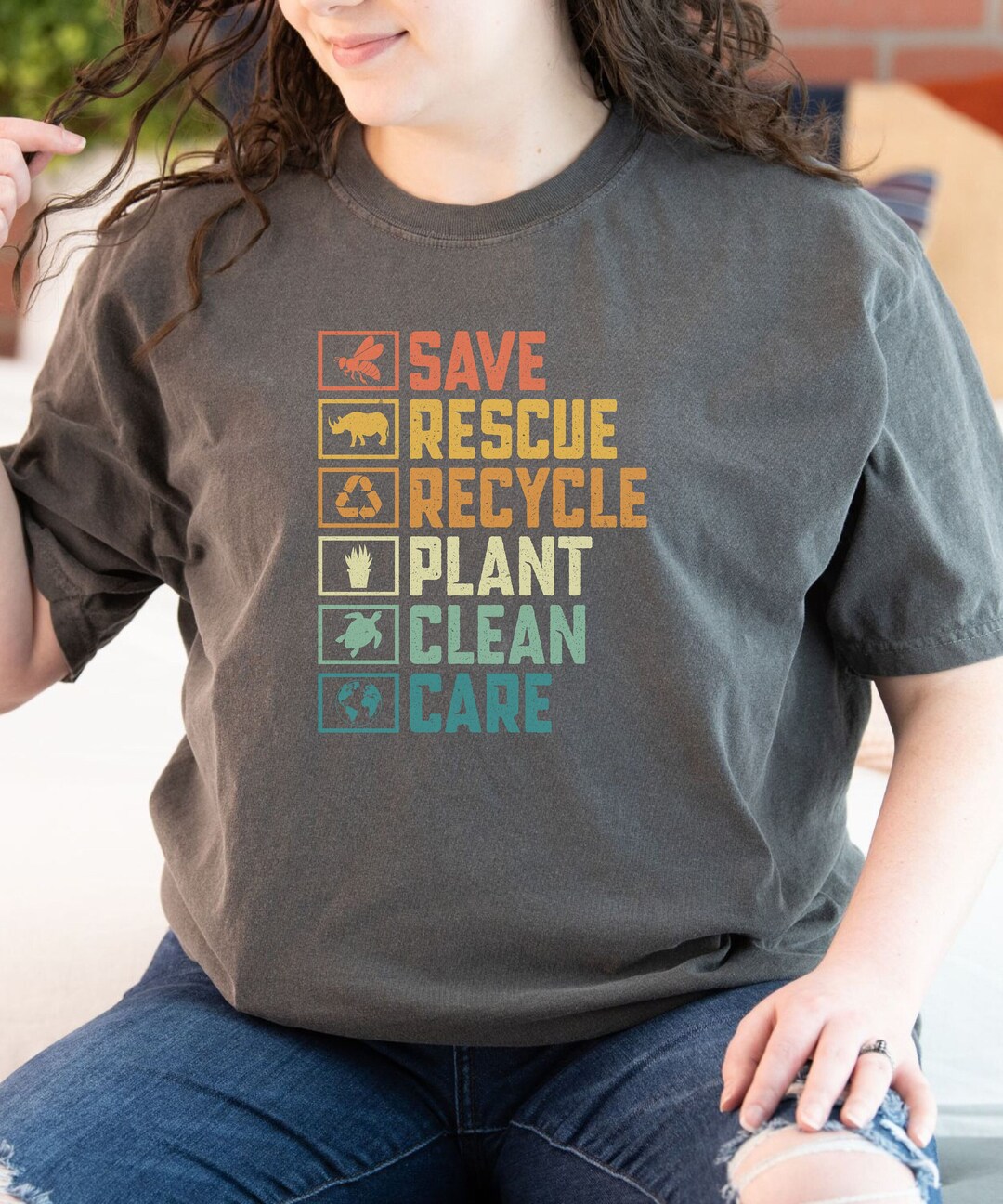 Save,rescue, Recycle, Plant, Clean, Care Earth Day T-shirt, Make ...