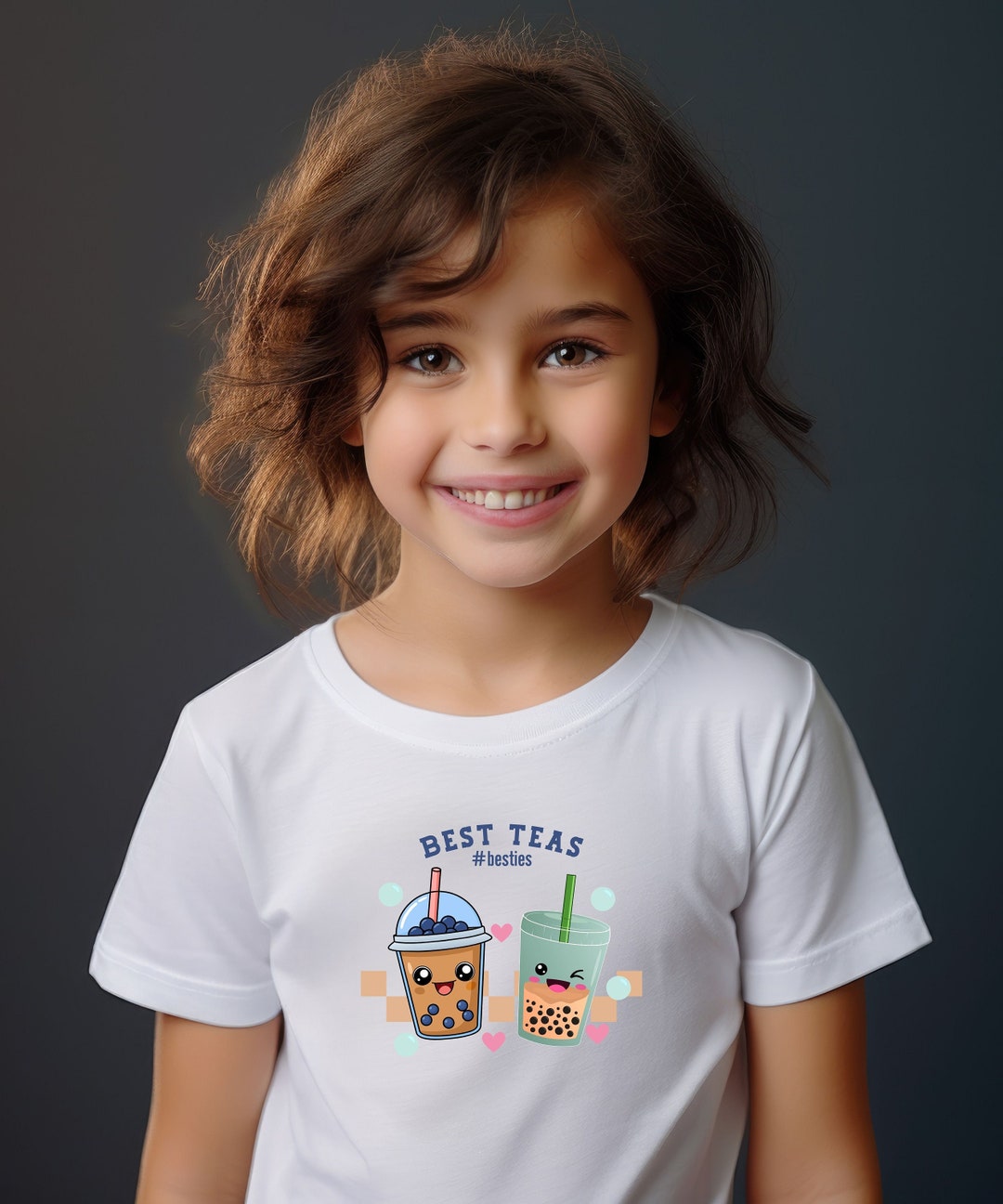 Boba Best Teas Bestie Tea Kid Shirt, Boba T-shirt, Children's Milk Tea ...