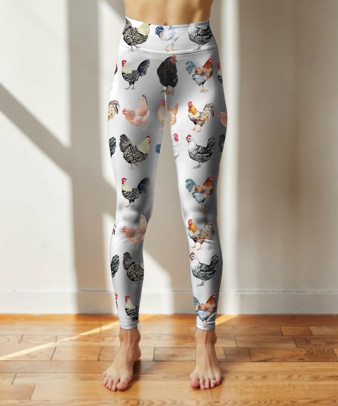 High Waisted Chicken Yoga Leggings, Favorite Chicken Workout,barnyard ...