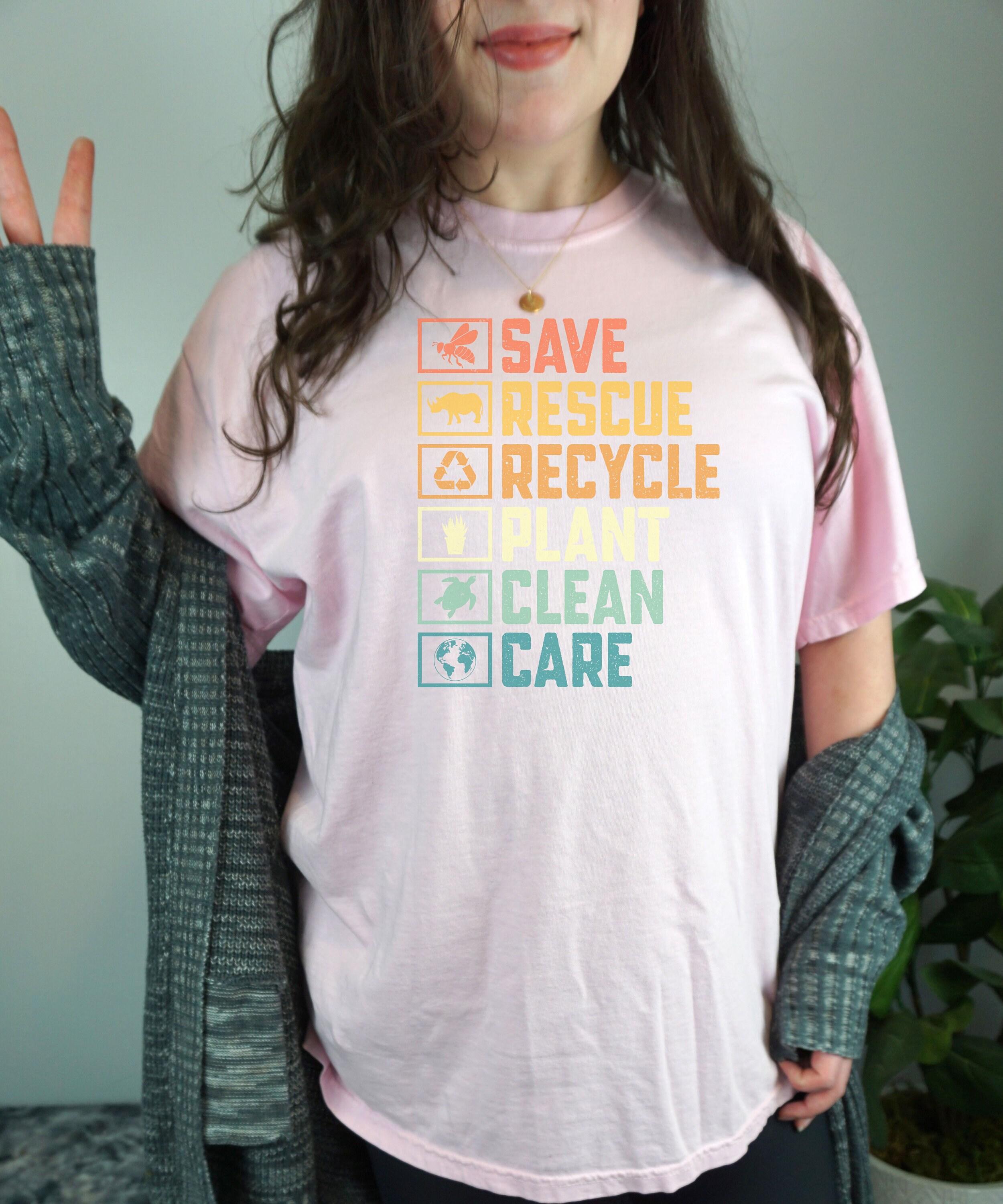 Save,rescue, Recycle, Plant, Clean, Care Earth Day T-shirt, Make ...