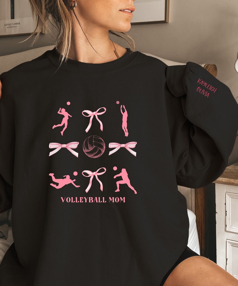 Custom Volleyball Coquette Mom Sweatshirt, Personalized Volleyball Mom ...