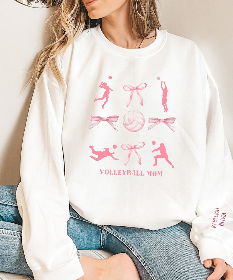 Custom Volleyball Coquette Mom Sweatshirt, Personalized Volleyball Mom ...