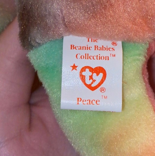 RARE Vintage peace Bear Beanie Baby - Etsy