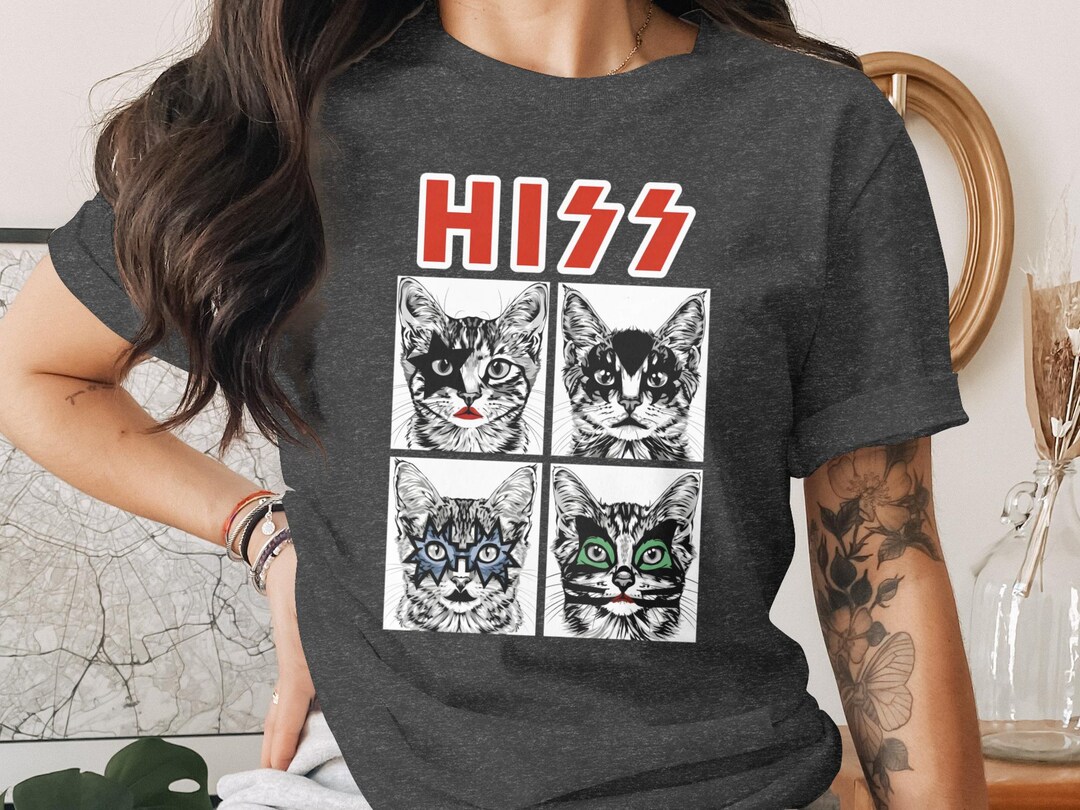 HISS Cat Rock Band Shirt | Retro Kiss Parody Tee - Etsy