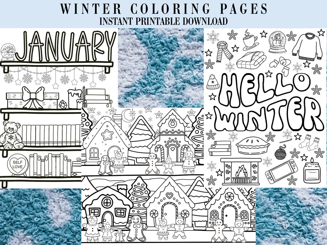 Winter Coloring Pages for Adults, Cozy Winter Coloring, Adult Printable ...