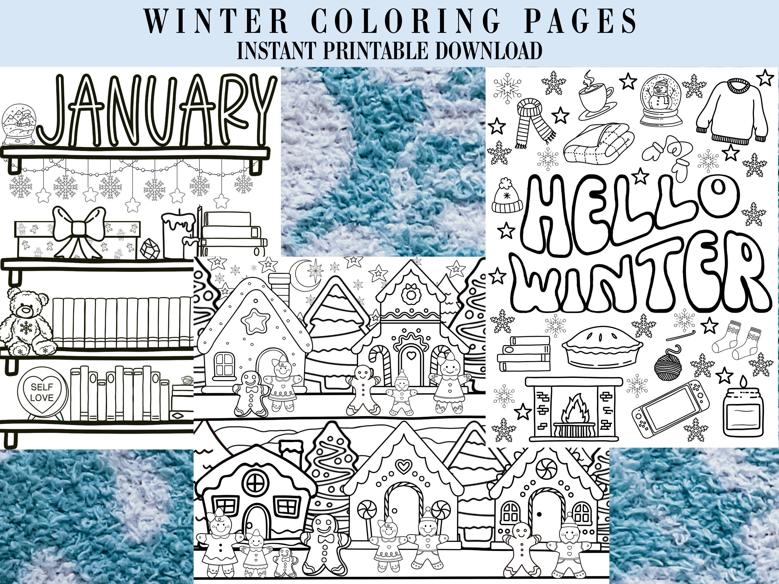 Winter Coloring Pages for Adults, Cozy Winter Coloring, Adult Printable ...