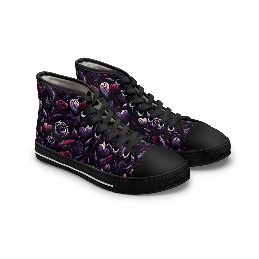 Dark Hearts Emo High Top Sneakers, Gothic Alternative Shoes, Unique ...
