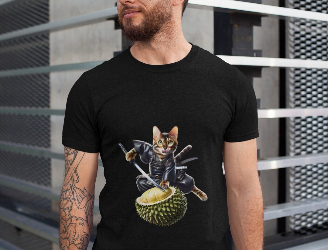 Unisex Samurai Cat Durian T-shirt, Durian Lover Gift, Bengal in Armour ...