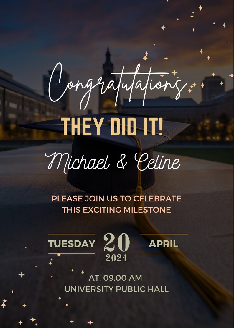 Editable and Printable Multiple Graduates Graduation Invitation ...