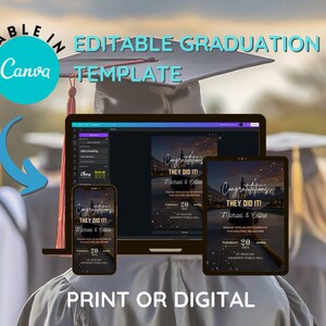 Editable and Printable Multiple Graduates Graduation Invitation ...