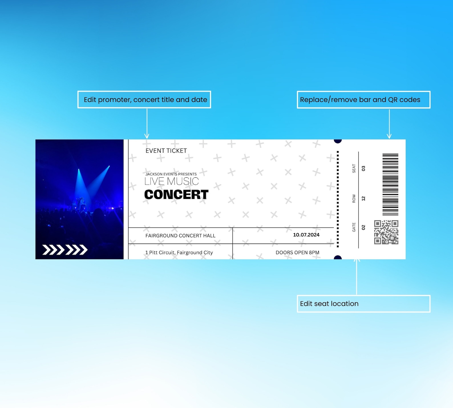 Editable Concert Ticket Template, DIY Event Ticket, Custom Concert Ticket Gift, Surprise ...