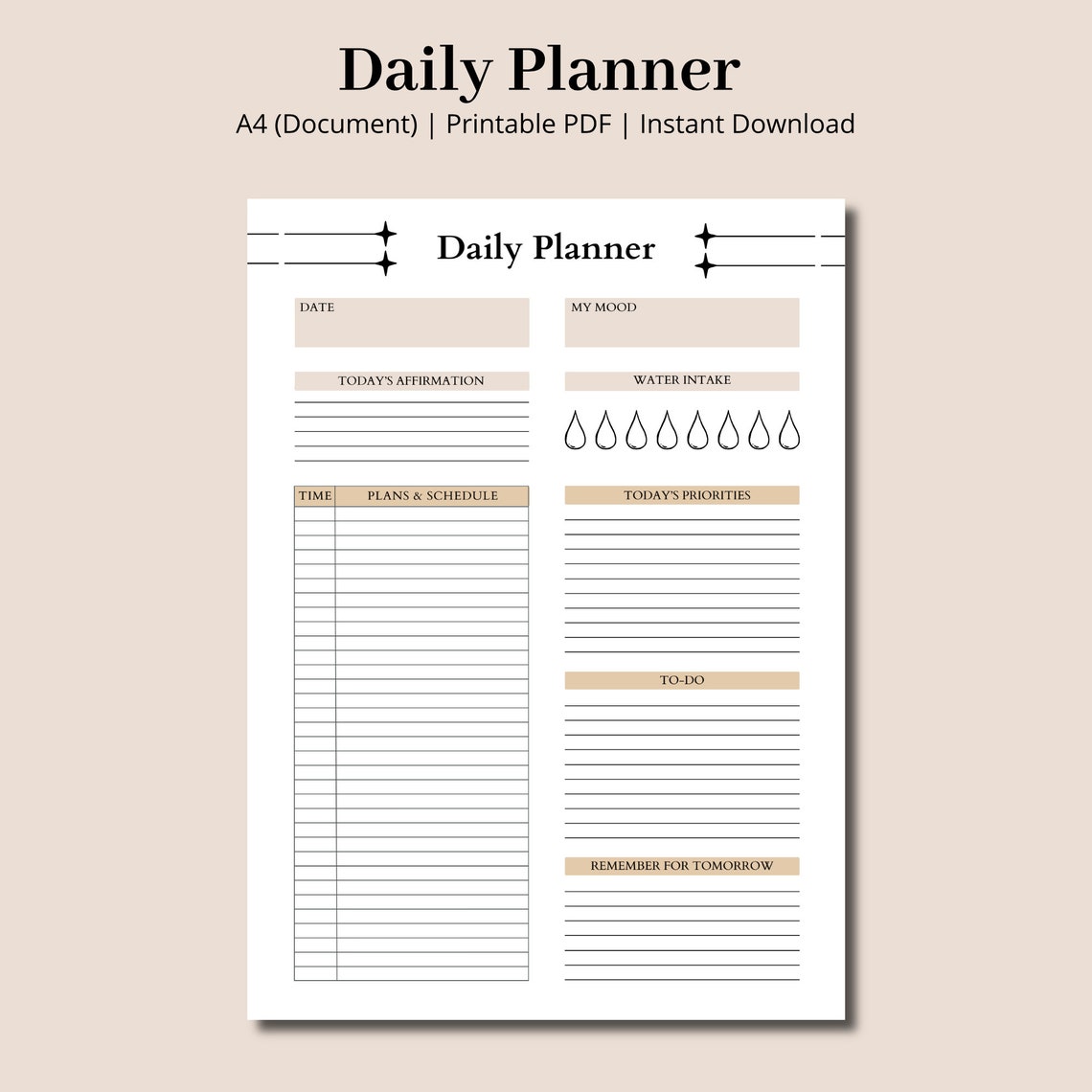 Daily Planner, Printable Planner, Daily To-do List, Daily Tasks Planner ...