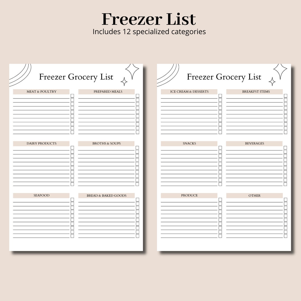 Grocery List Template, Grocery List Printable, Grocery Planner, Food ...