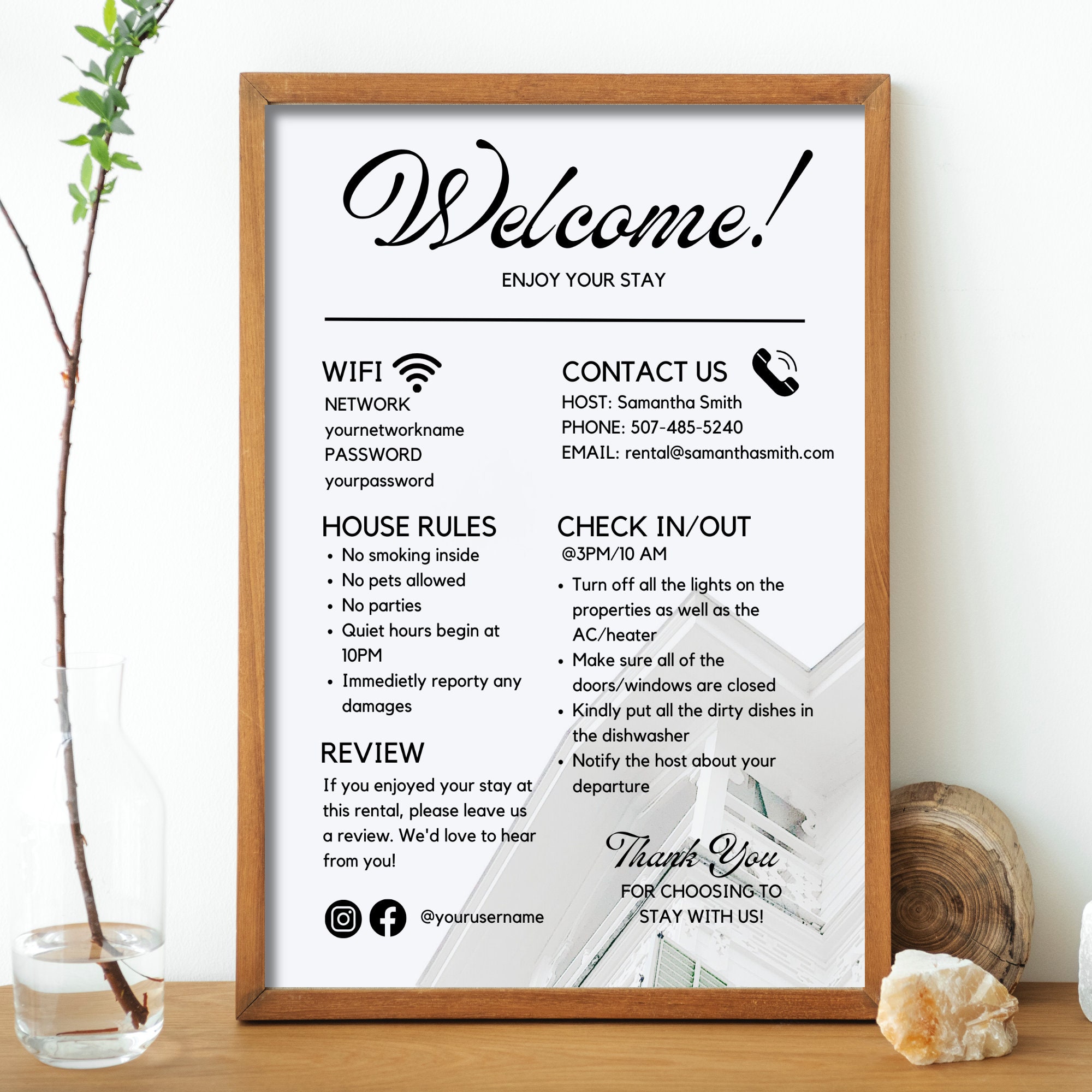 Airbnb Welcome Sign, Guest Arrival Notice, Welcome Sign Poster, Rental ...