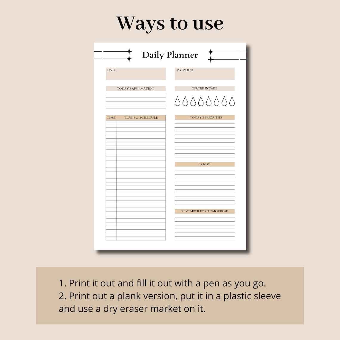Daily Planner, Printable Planner, Daily To-do List, Daily Tasks Planner ...