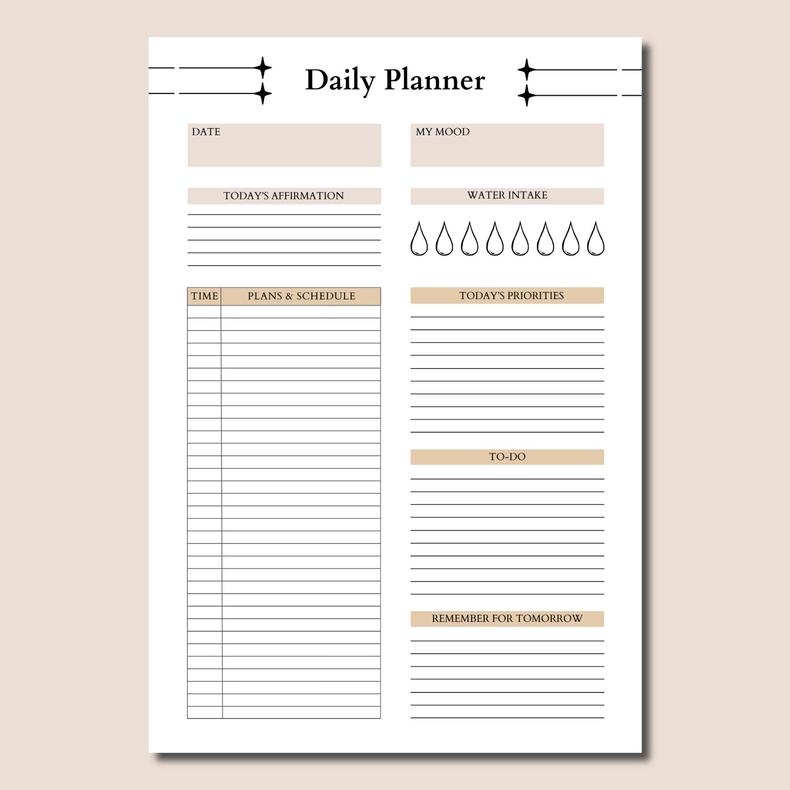 Daily Planner, Printable Planner, Daily To-do List, Daily Tasks Planner ...