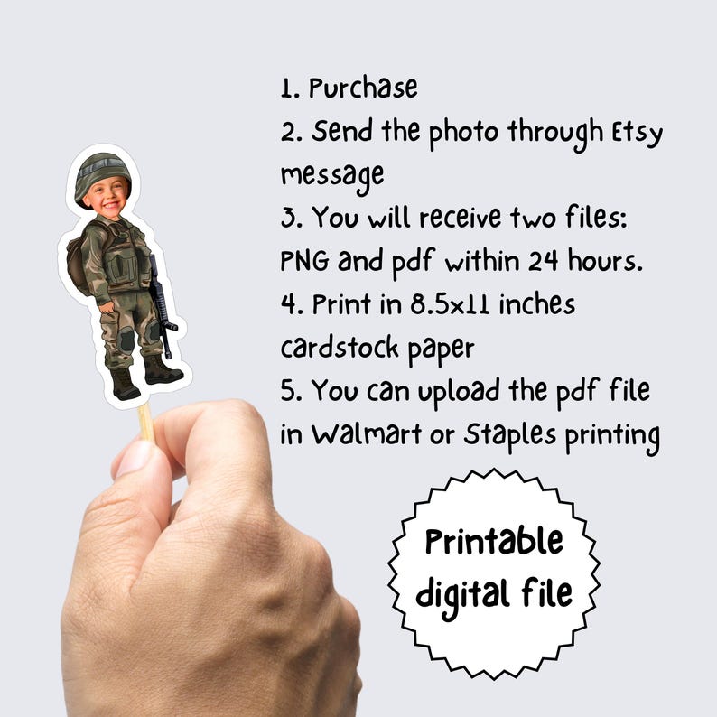 Soldier Theme Birthday Cupcake Face Toppers Military Graduation Decor ...