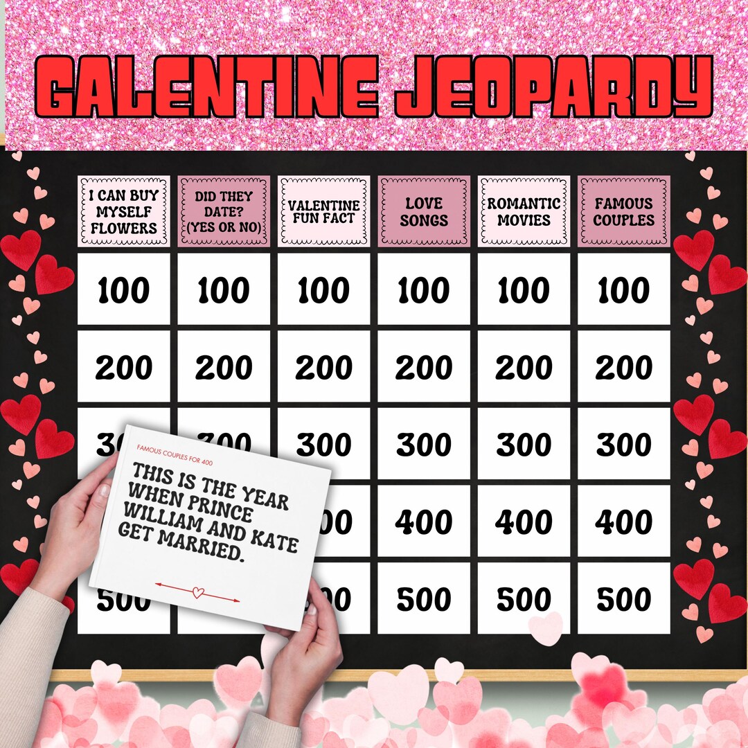 Galentines Day Games Printable Galentine Jeopardy Valentine Trivia ...