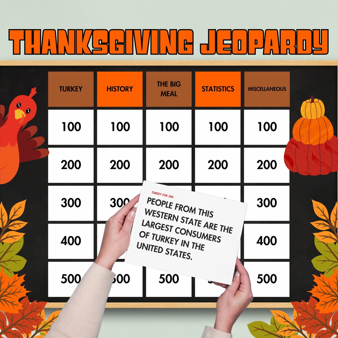 Thanksgiving Jeopardy Game: Printable Trivia Night (instant Download ...