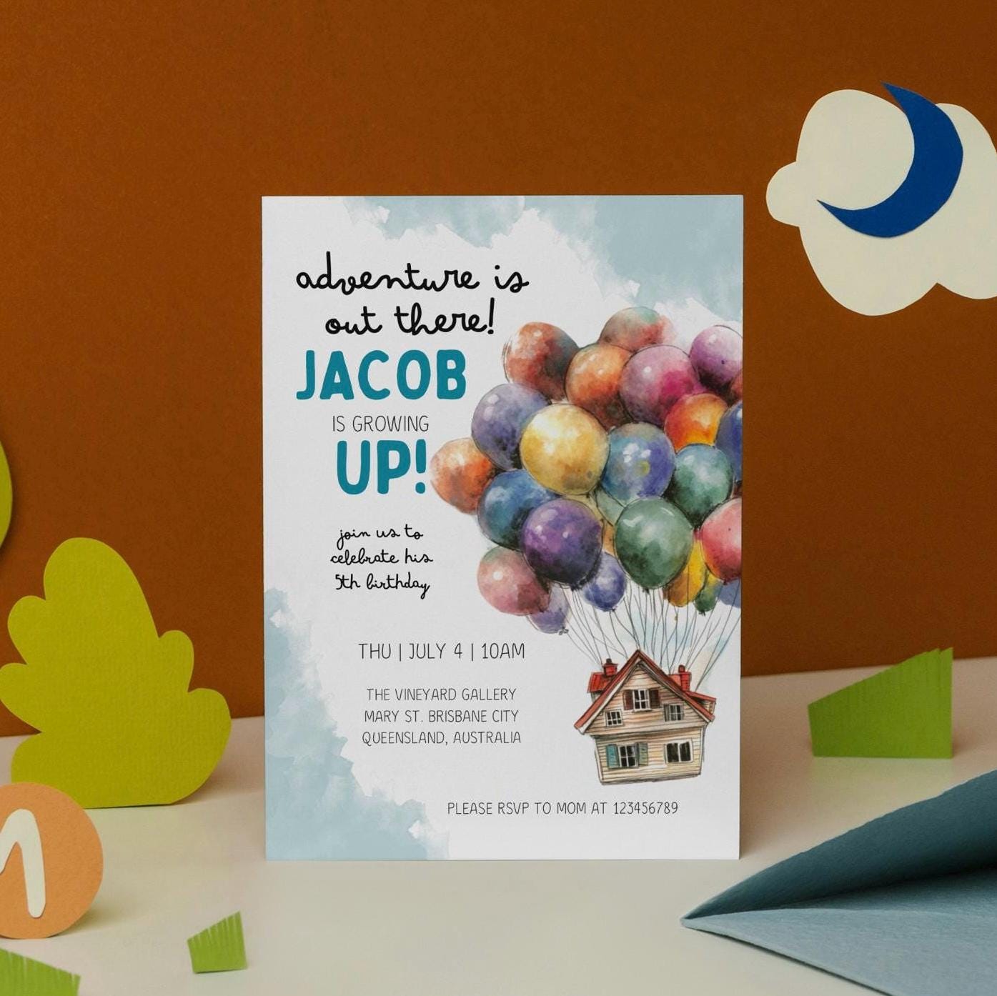 Up Movie Birthday Invitation Template: Floating House, Balloons ...