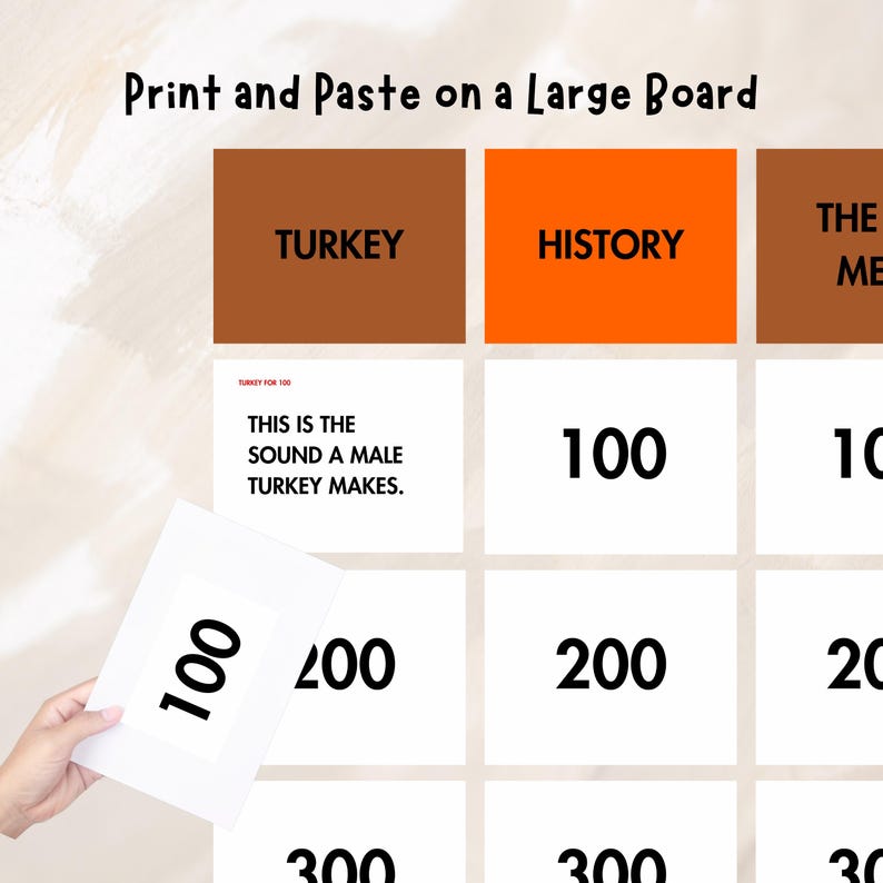 Thanksgiving Jeopardy Game: Printable Trivia Night (instant Download ...
