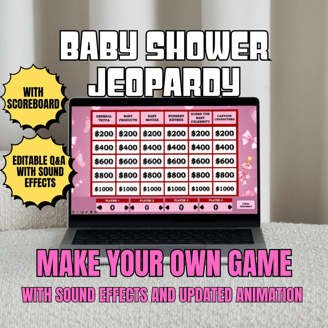 Baby Shower Jeopardy Template Pink Girl | Powerpoint PPT With ...