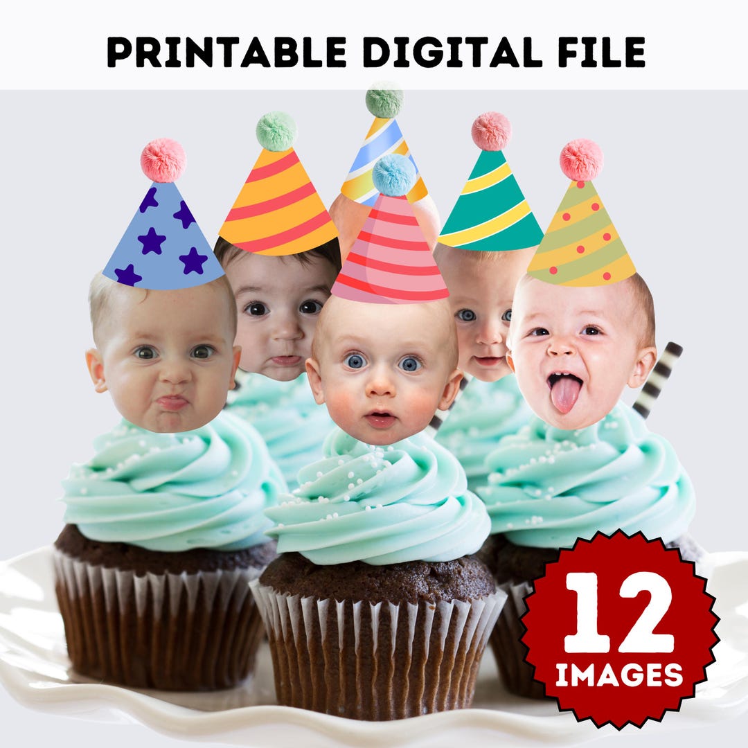 Its Fun to Be One Birthday Party Favor Colorful Birthday Cupcake Face ...