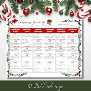Christmas Jeopardy Printable Holiday Trivia Family Game Night Xmas ...