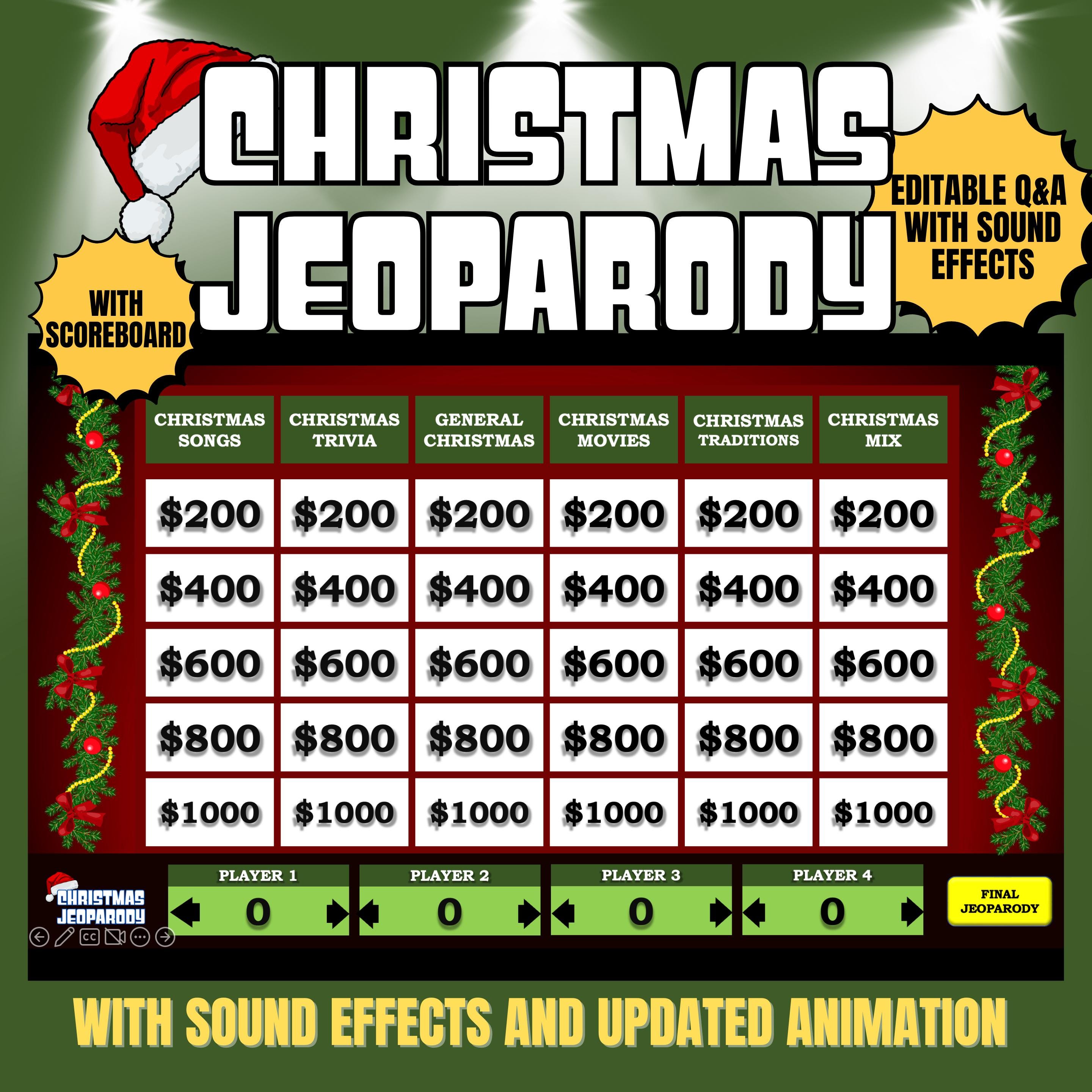 Christmas Jeopardy With Scoreboard Template Powerpoint PPT File Virtual ...