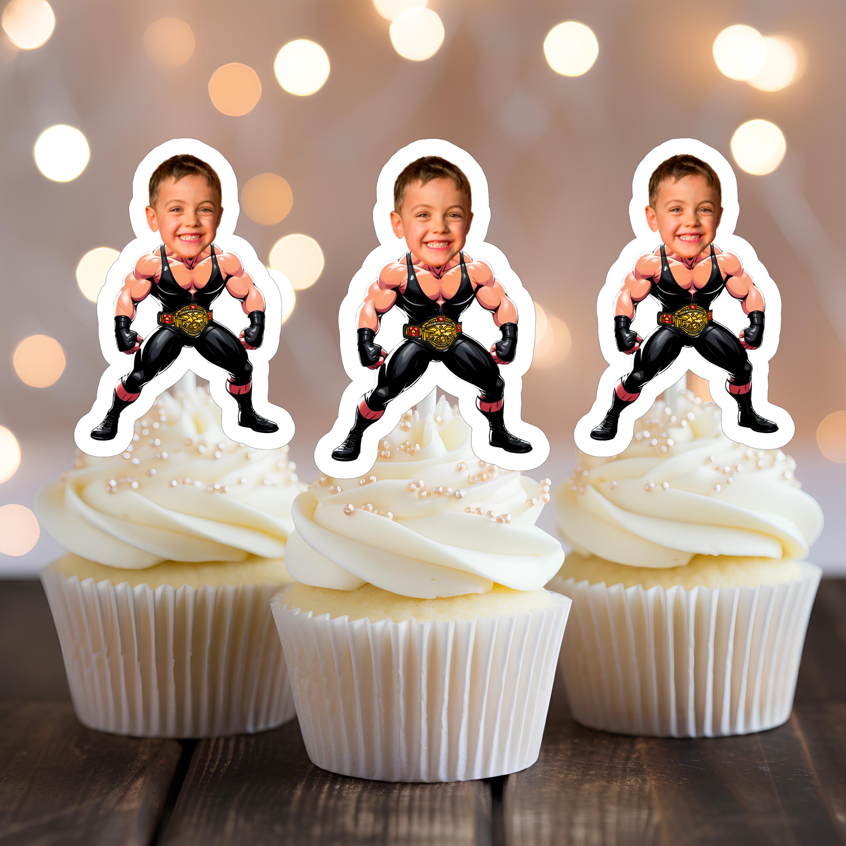 Wrestling WWE Party Favors Custom Face Cupcake Cake Toppers Birthday ...