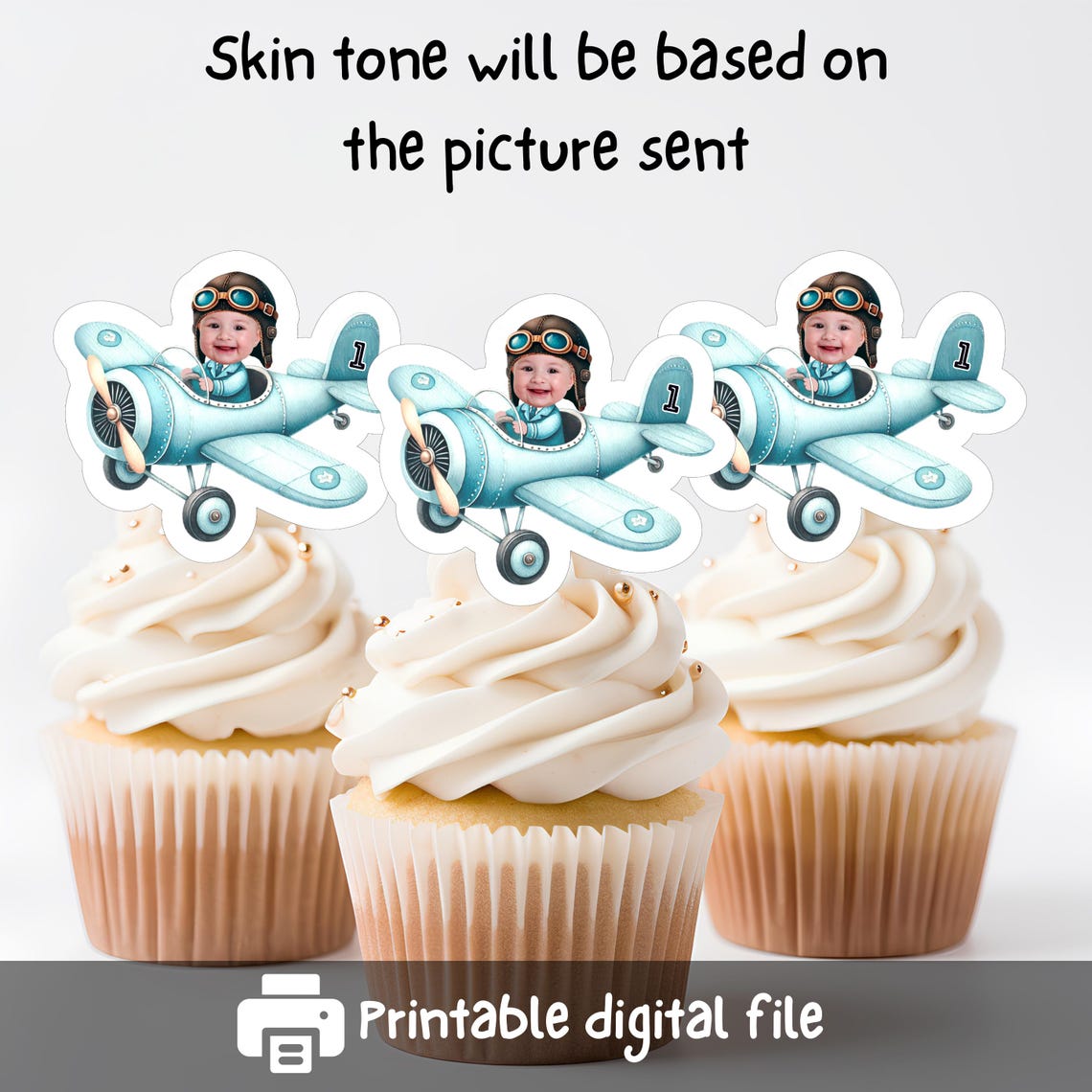 Pilot 1st Birthday Cupcake Toppers: Vintage Airplane Party Decor ...