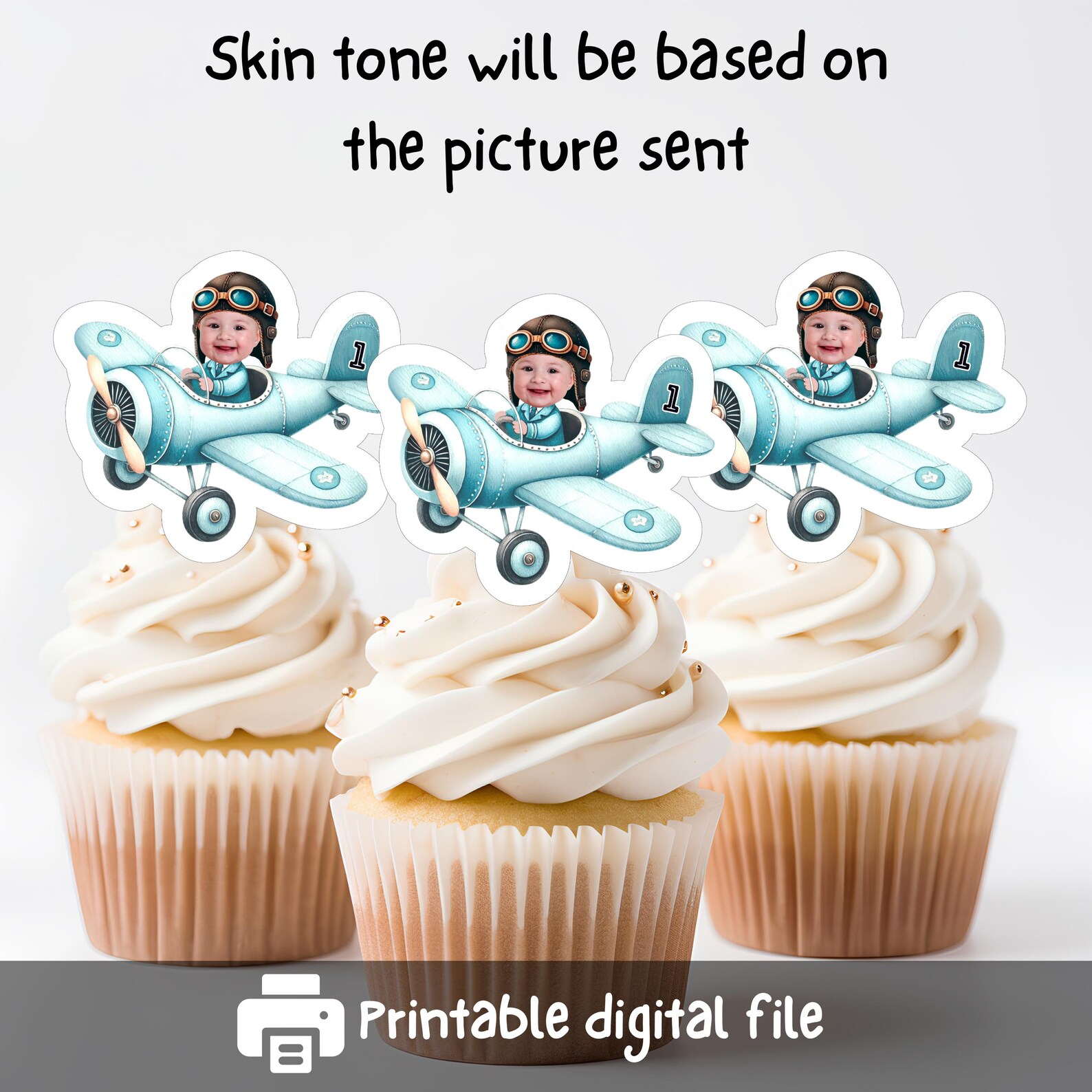 Pilot 1st Birthday Cupcake Toppers: Vintage Airplane Party Decor ...