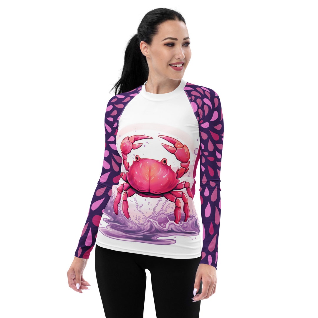 Pink Crab Women's Rash Guard - Etsy