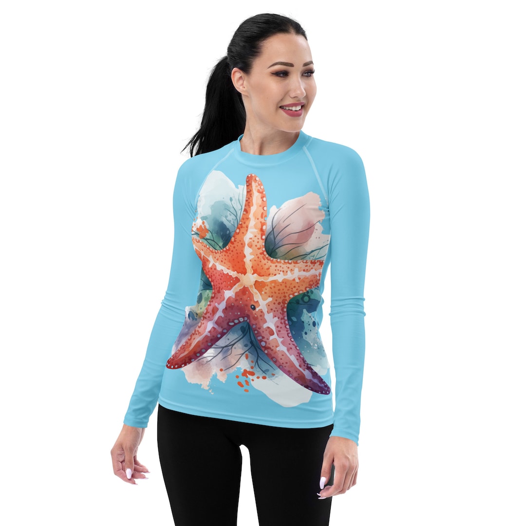 Blue Starfish Women's Rash Guard SPF Sun Protection Swimming Top Diving ...