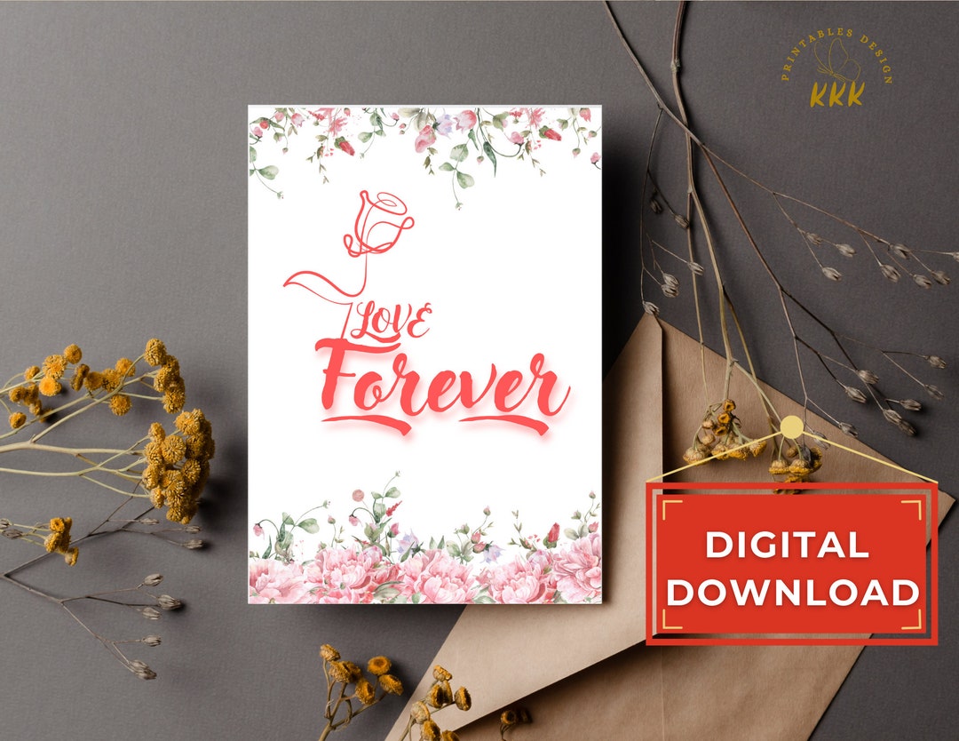Printable Valentine's Day Greeting Card, Downloadable Card, Valentine ...